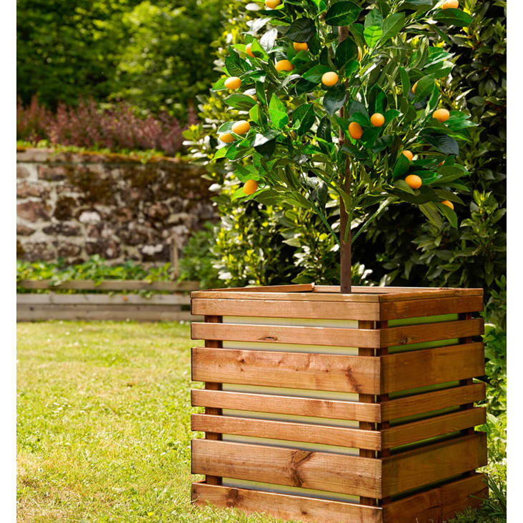 Bac à fleurs en bois teinté marron L-50cm | Maisons du Monde