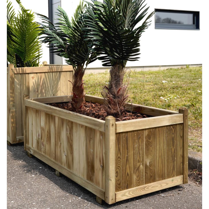 Bac à fleurs rectangle en bois de pin L120cm | Maisons du Monde