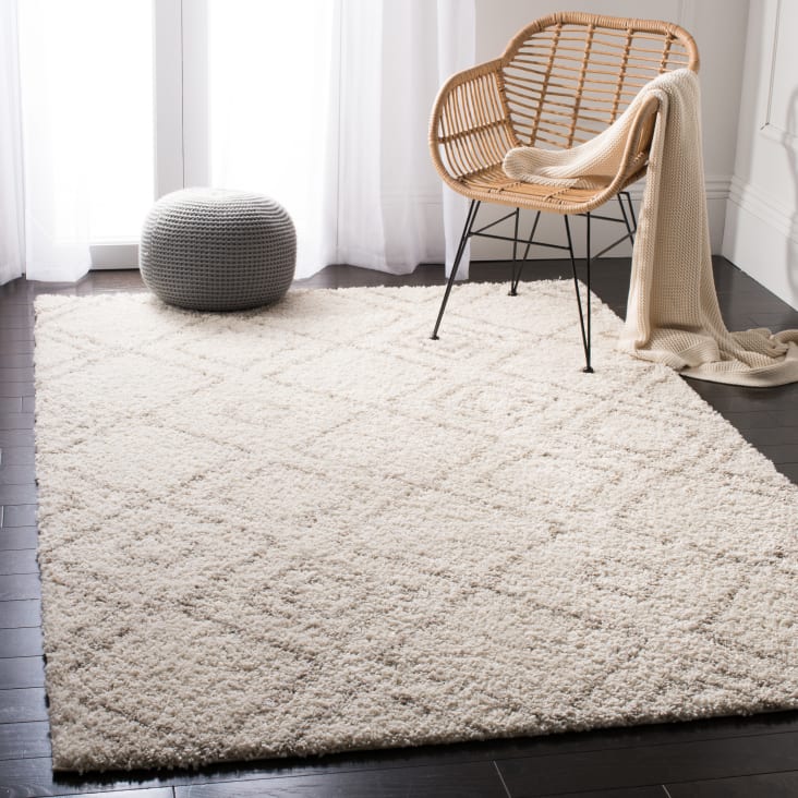 Alfombra beige/blanco 155 x 229 cm Arizona shag | Maisons du Monde