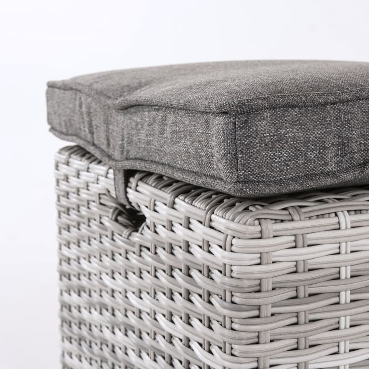 Puf de jardín de ratán sintético gris 40x40x49 cm | Maisons du Monde