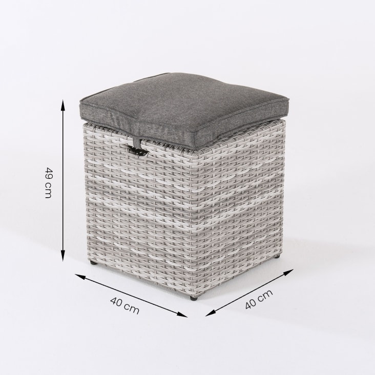 Puf de jardín de ratán sintético gris 40x40x49 cm | Maisons du Monde