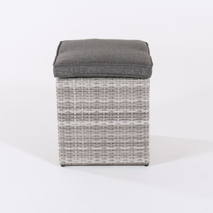 Puf de jardín de ratán sintético gris 40x40x49 cm | Maisons du Monde