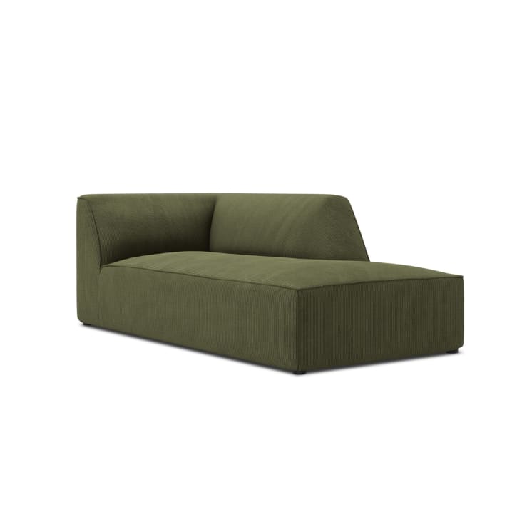 Méridienne droite 1 place en tissu velours côtelé vert Ruby | Maisons ...