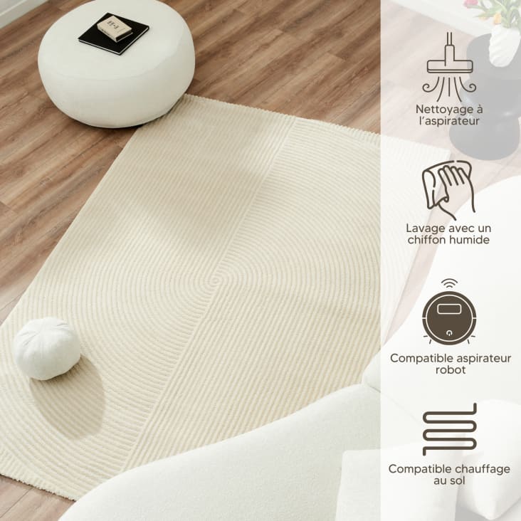 Cremefarbener Teppich mit Reliefmuster - 120x160 BIANCA | Maisons du Monde