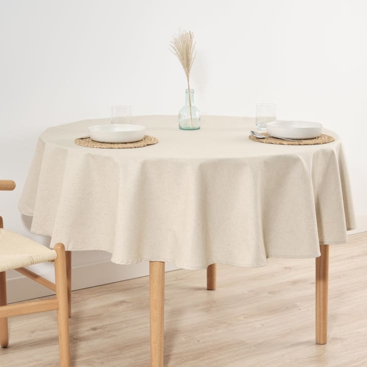 Nappe ronde anti-taches Beige 100cm Levante | Maisons du Monde