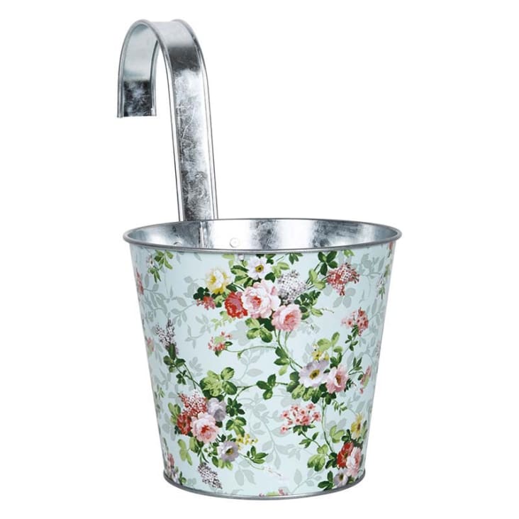 Cache-pot zinc suspendu motif roses multicolore | Maisons du Monde