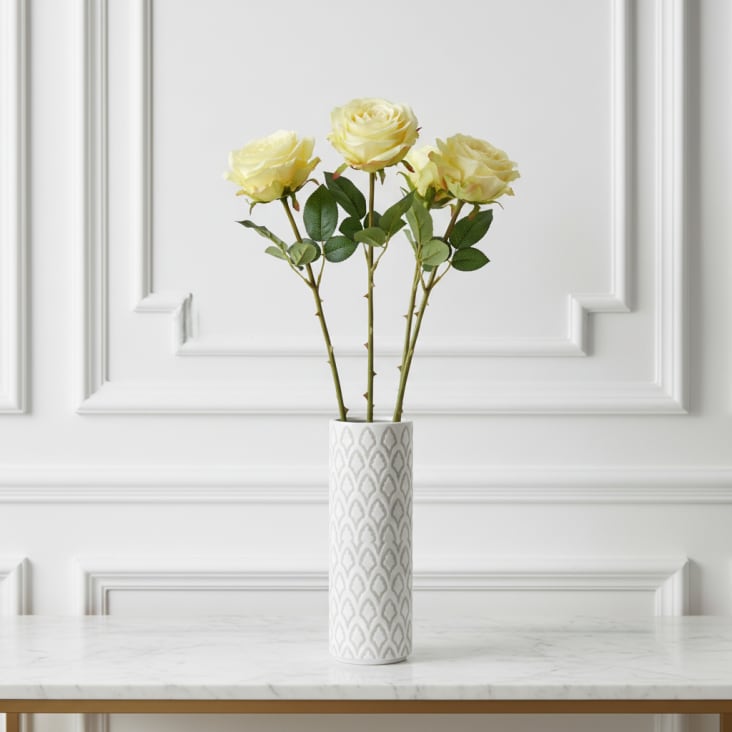 Tallo de rosa artificial amarilla h49 Kate | Maisons du Monde