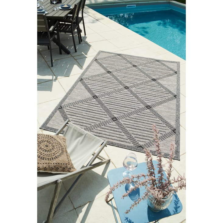 Tapis intérieur et extérieur motif losange anthracite 200x290 ACAPULCO | Maisons du Monde