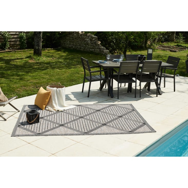 Tapis intérieur et extérieur motif losange anthracite 200x290 ACAPULCO | Maisons du Monde