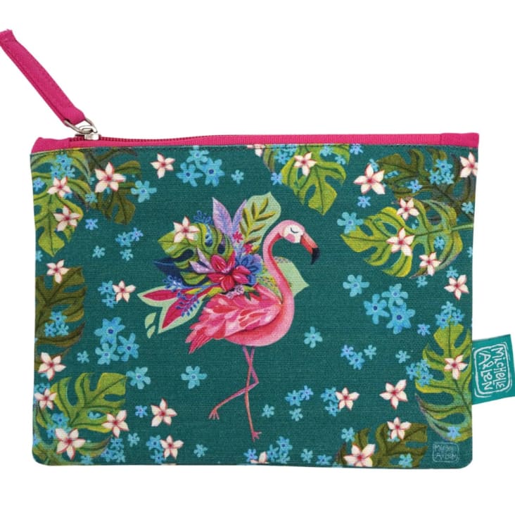 Pochette plate flamants roses en coton décorée Allen | Maisons du Monde