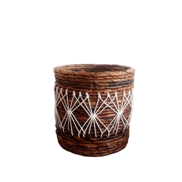 Cesta redonda de hojas de plátano, marrón 16x15 cm MARCY | Maisons du Monde