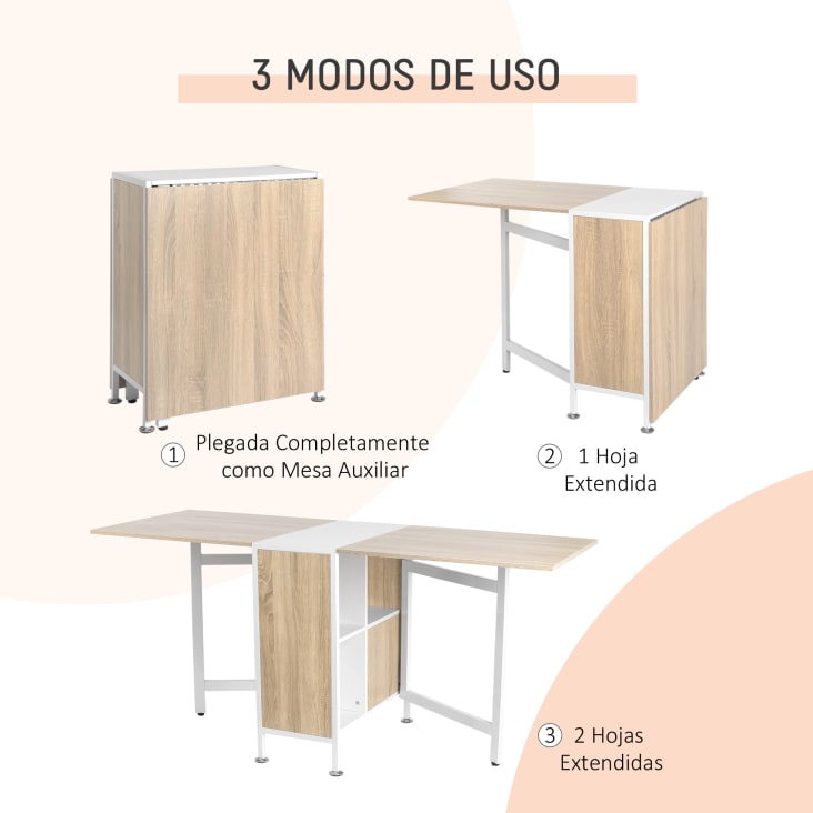 Mesa plegable de almacenaje 169x60x75cm roble | Maisons du Monde