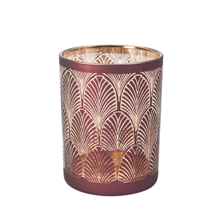 Dekoratives Windlicht aus Glas H13, Bordeaux und Gold Boudoir | Maisons du Monde