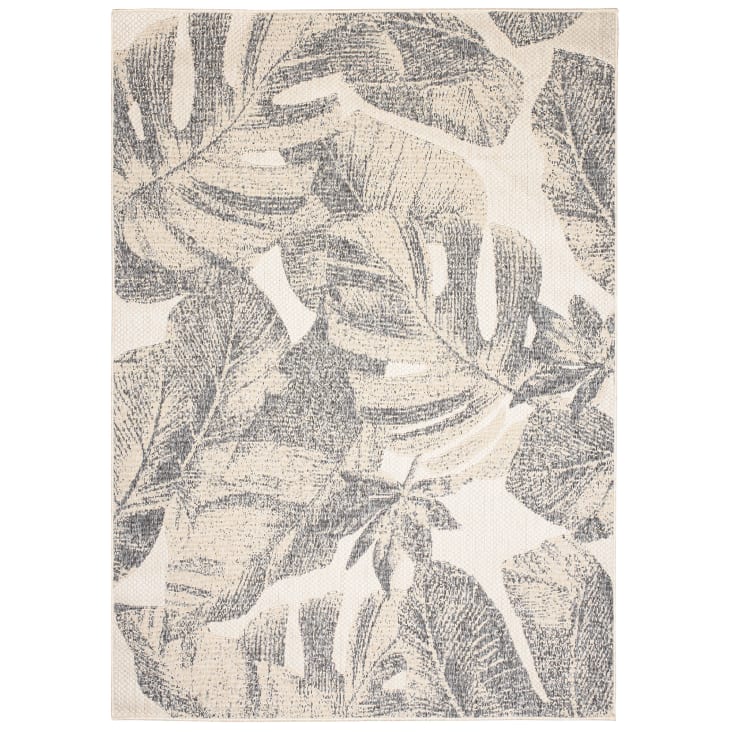 Tappeto esterno interni 3D grigio crema beige foglie 140 x 200 cm VIERA ...