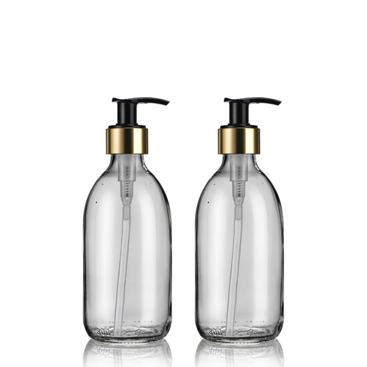 Duo flacons verre blanc 300ml pompe dispenser BURETTE | Maisons du Monde