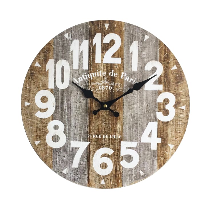 Horloge murale effet bois brun et blanc ø 33,8 cm | Maisons du Monde
