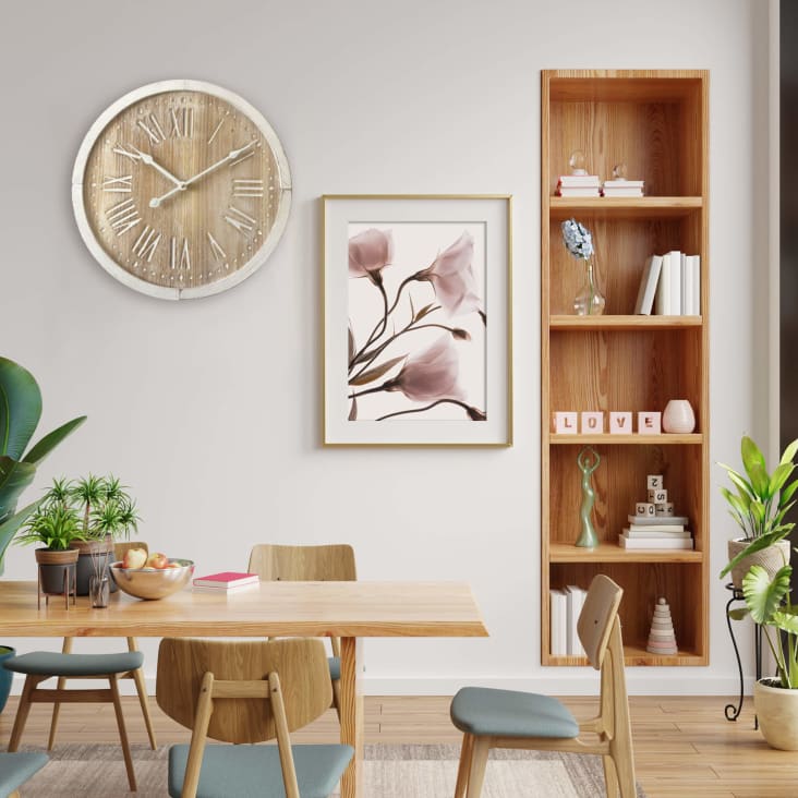 Reloj mural con números romanos en madera marrón y blanco d. 40 cm ...