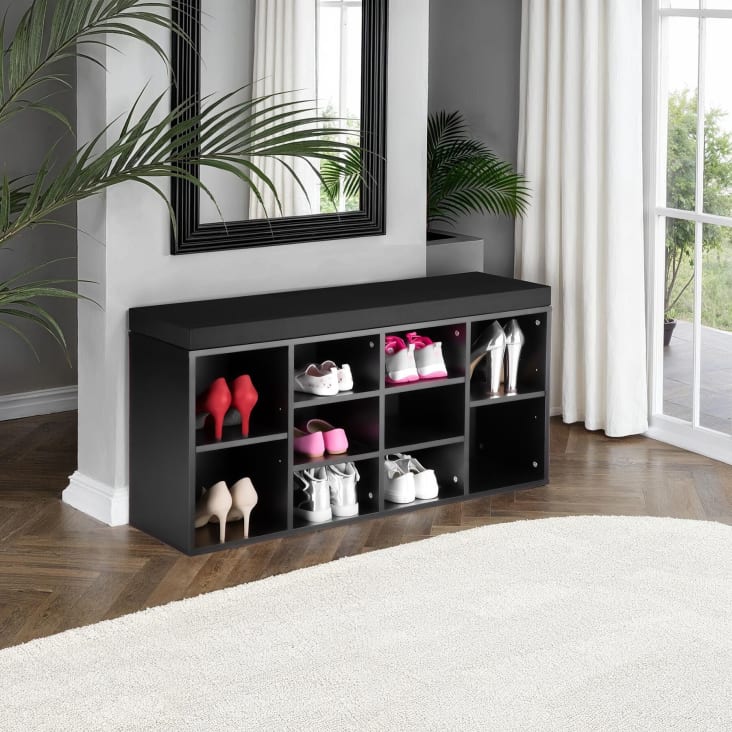 Scarpiera per 10 paia con cuscino rimovibile nero | Maisons du Monde