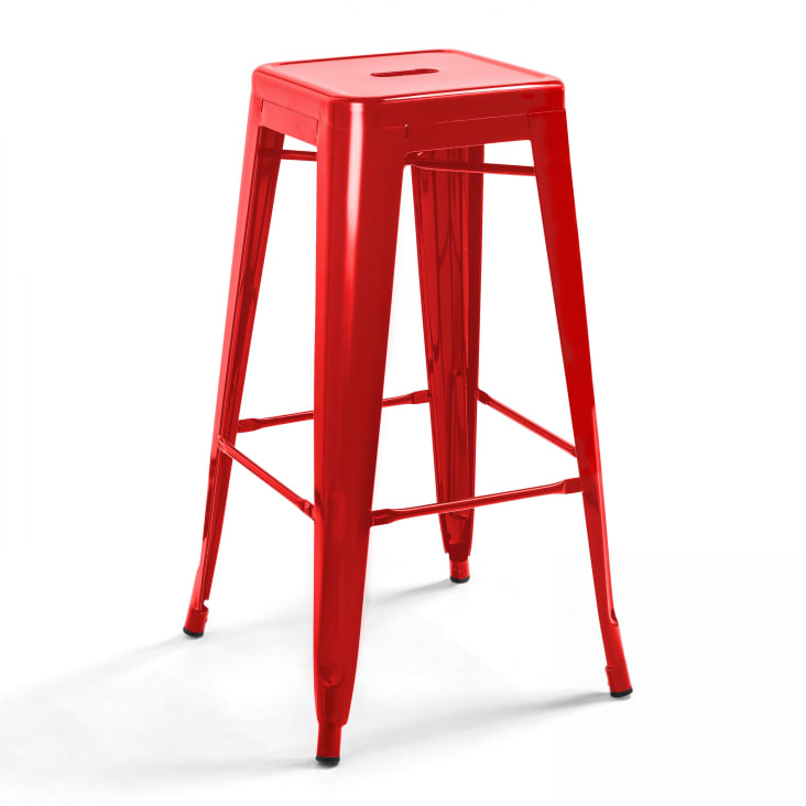 4 Barhocker aus Stahl mit Epoxid-Finish Rot Indus | Maisons du Monde