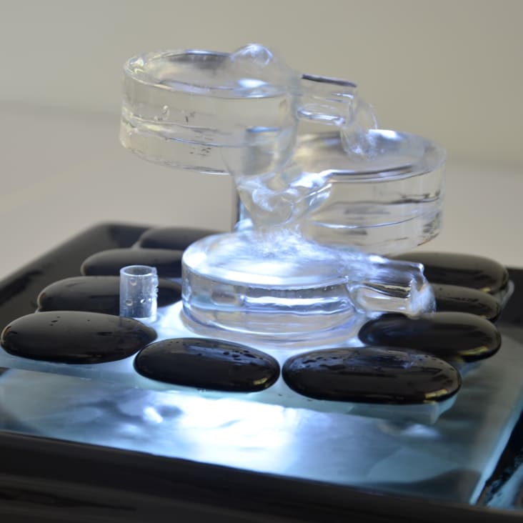 Zimmerbrunnen aus Glas und Keramik mit Led-Beleuchtung - H20cm Himalaya ...
