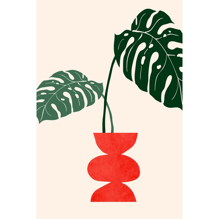 Florero cuadro deco monstera impresión sobre lienzo 60x90cm | Maisons ...