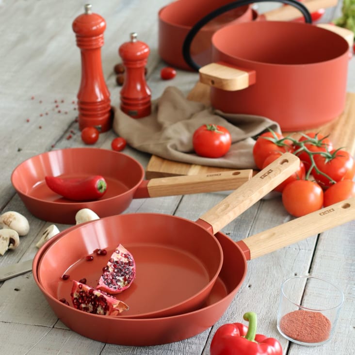 Poêle en revêtement céramique paprika 24cm - tous feux Ector | Maisons ...