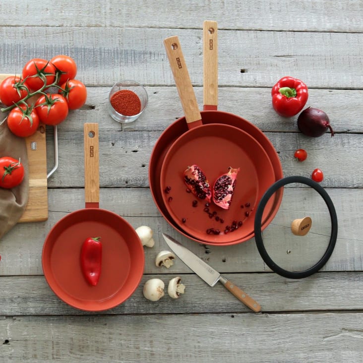 Poêle en revêtement céramique paprika 24cm - tous feux Ector | Maisons ...