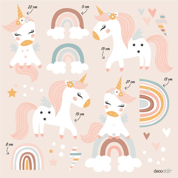 Stickers mureaux en vinyle licornes rose Unicorns | Maisons du Monde