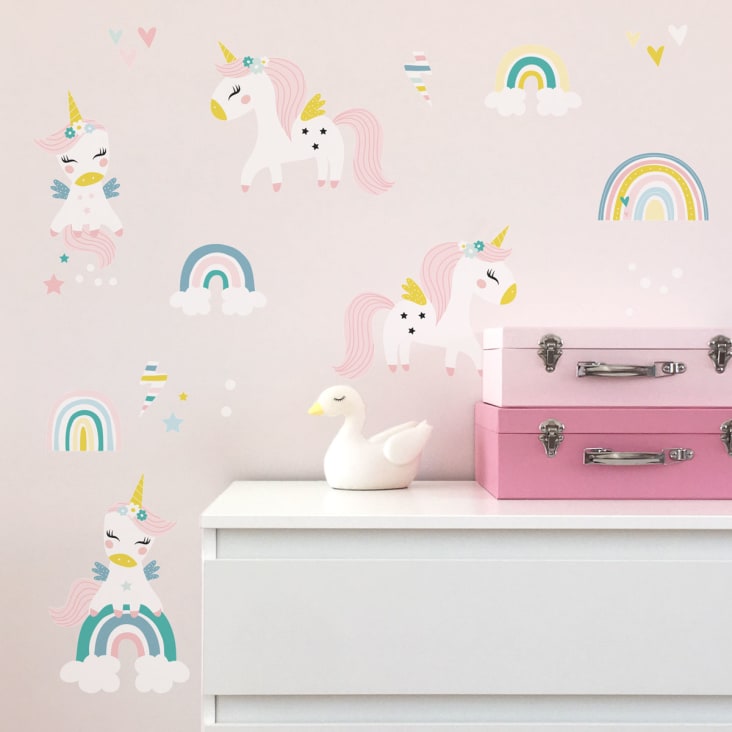 Selbstklebende Vinylaufkleber mit Einhörnern, minze und geld UNICORNS | Maisons du Monde