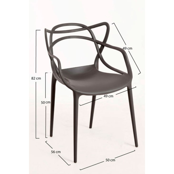 Pack 6 sillas color gris oscuro en polipropileno Korme | Maisons du Monde