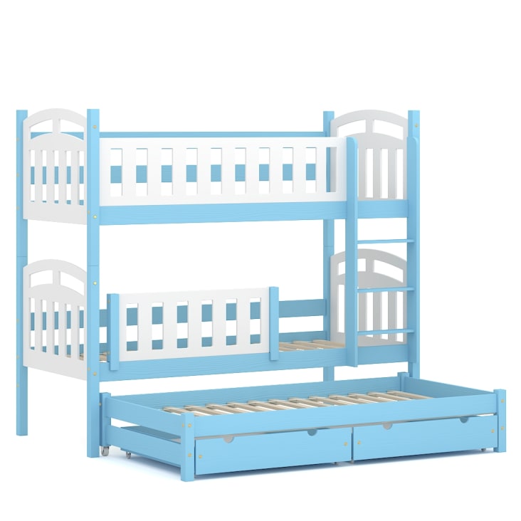 Litera de pino macizo y mdf 190x80 azul | Maisons du Monde