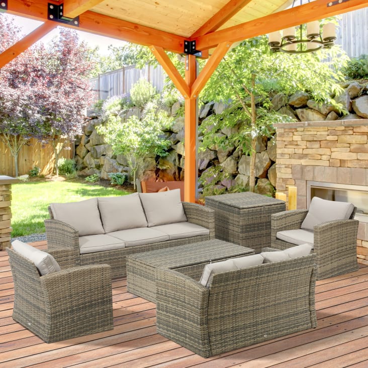 Mobili da giardino 6 pezzi in rattan divani poltrone tavolini