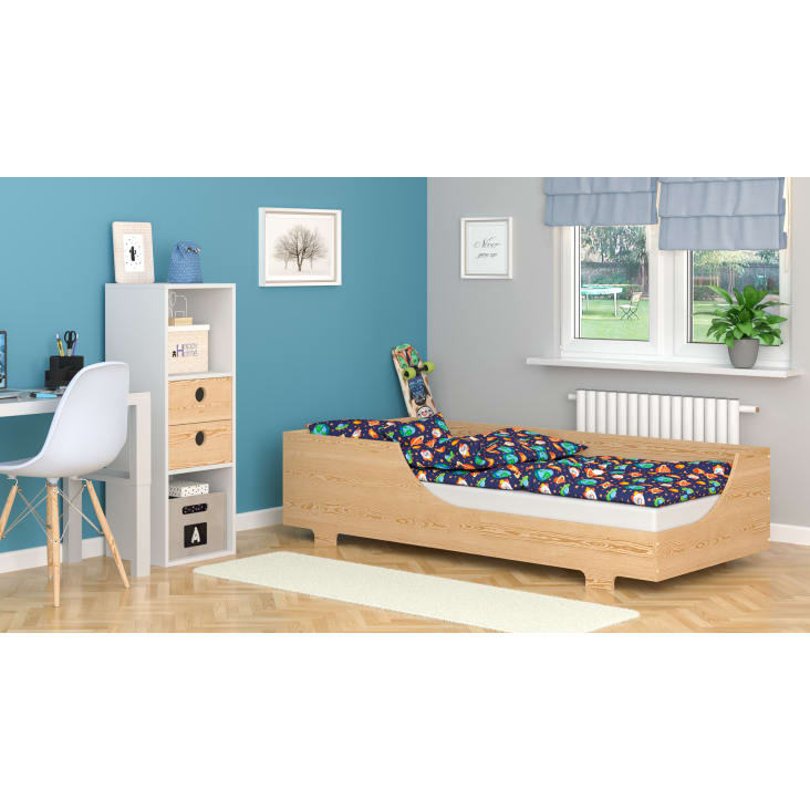 Letto singolo in legno massello di pino 190x80 Naturale | Maisons du Monde