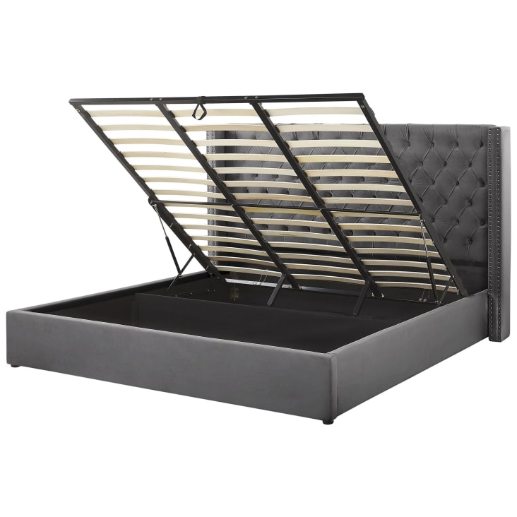 Lit double en tissu gris 180x200 Lubbon | Maisons du Monde