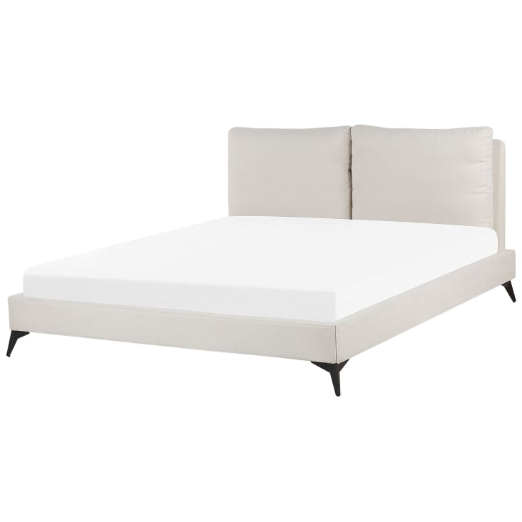 Lit double en tissu beige 180x200 Melle | Maisons du Monde