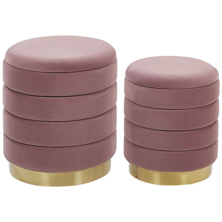 Conjunto de 2 pufs de terciopelo rosa con almacenaje Garland | Maisons ...