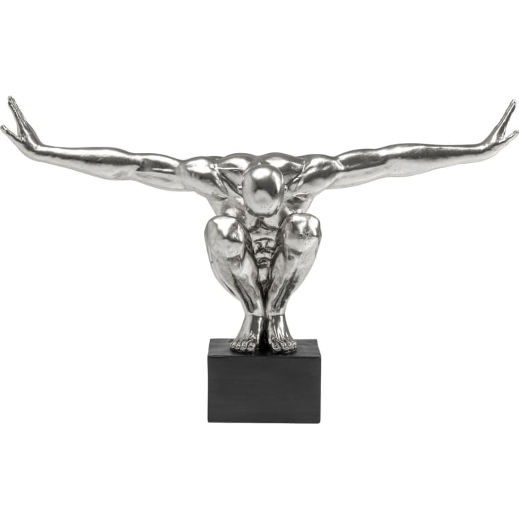 Statuette homme en polyrésine argentée 100x64 Athlet | Maisons du Monde
