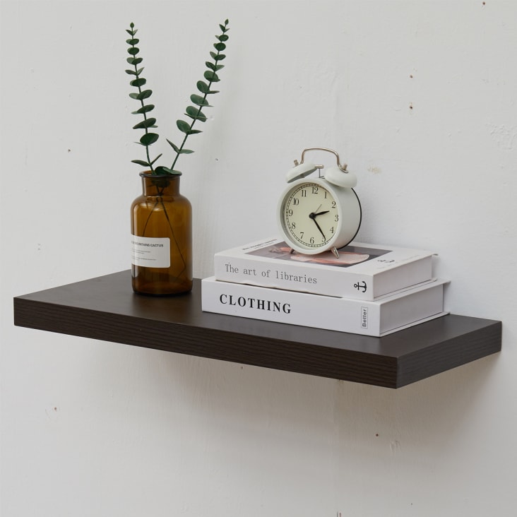 Lot de 2 étagères murales 60x25 cm marron wengé Roma | Maisons du Monde