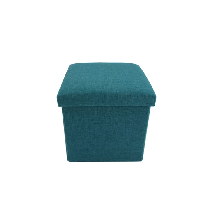 Cubo pouf contenitore in fibra di legno e tessuto turchese Colorful ...
