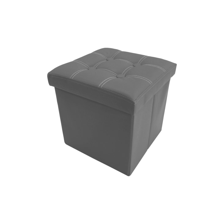 Gepolsterter Hocker aus Holzfaser und grauem Kunstleder Colorful life ...