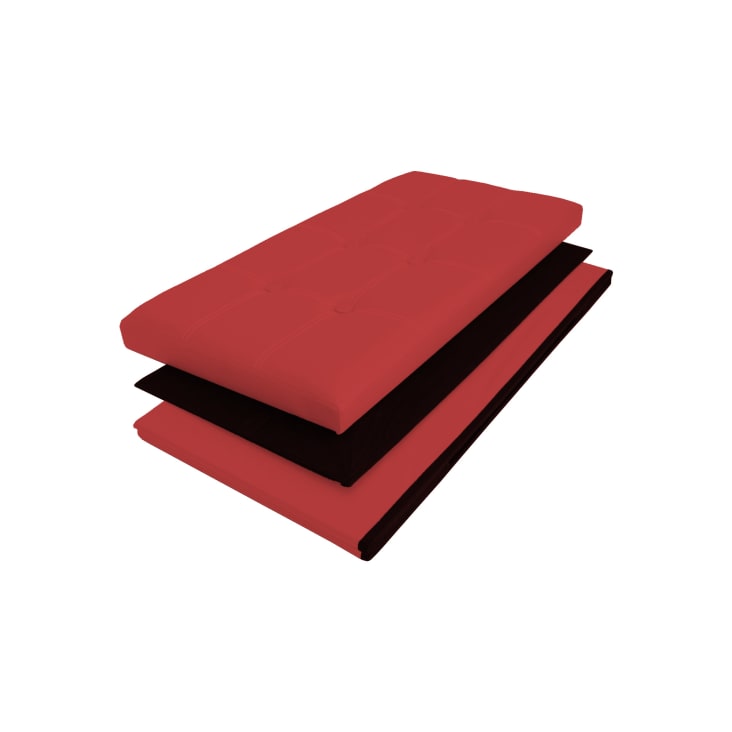 Puf de almacenamiento con tapa de polipiel rojo 76x38x38 Color life ...