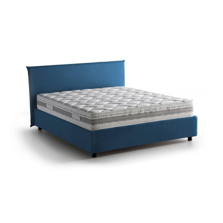Lit double en tissu bleu 140x190 cm Beata | Maisons du Monde