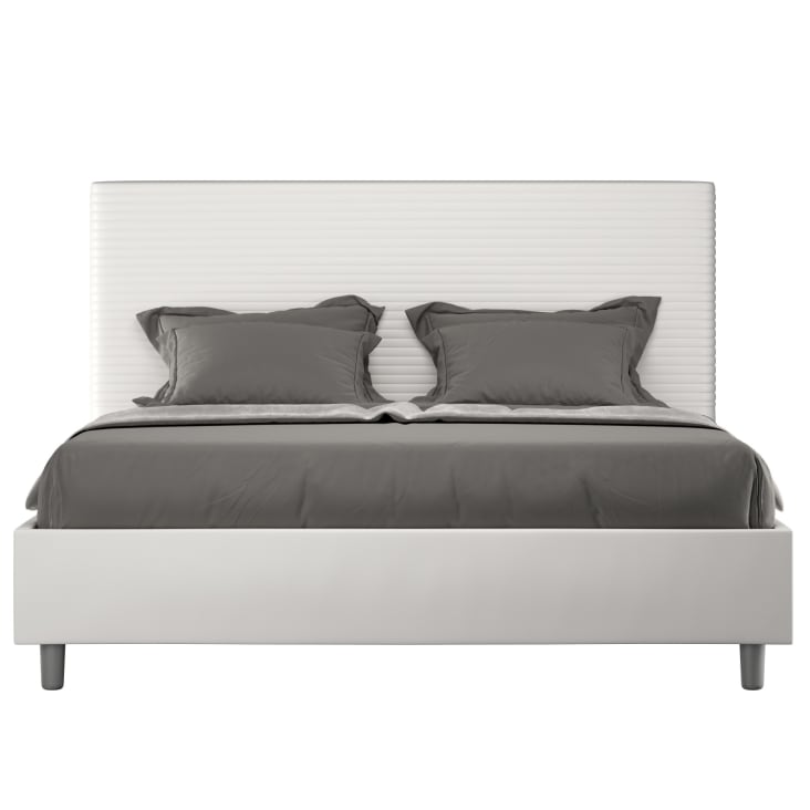 Letto matrimoniale con rete 160x210 similpelle bianco Focus | Maisons ...