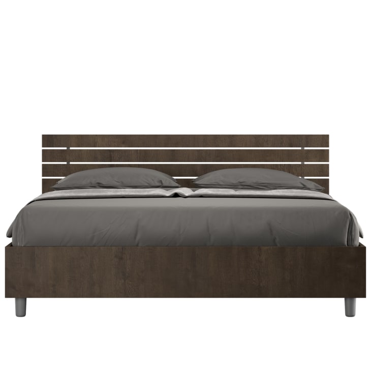 Letto matrimoniale con rete 160x190 effetto legno noce Ankel | Maisons ...
