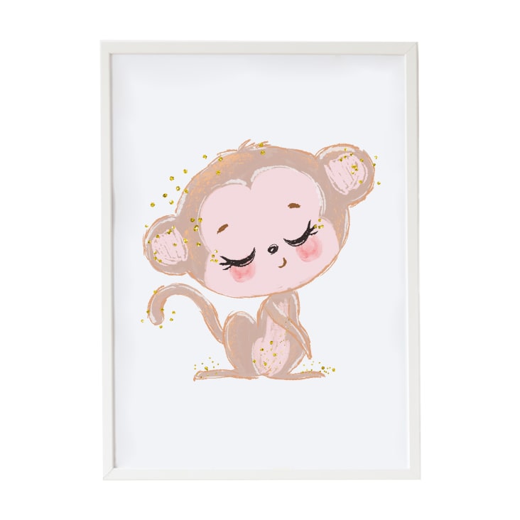 Impression de singe encadrée en bois blanc 43X33 cm DECOWALL | Maisons ...