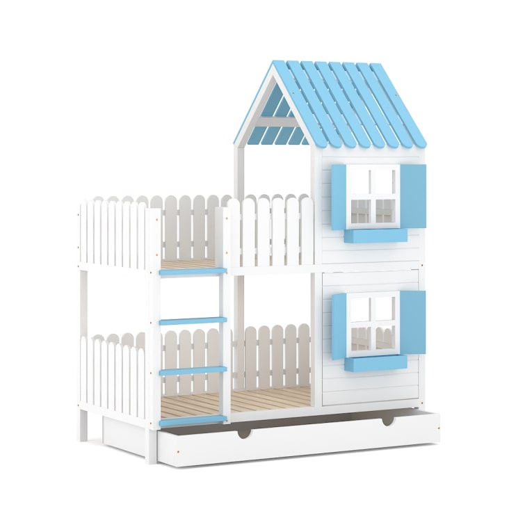 Litera de pino macizo&hdf 190x80 azul | Maisons du Monde