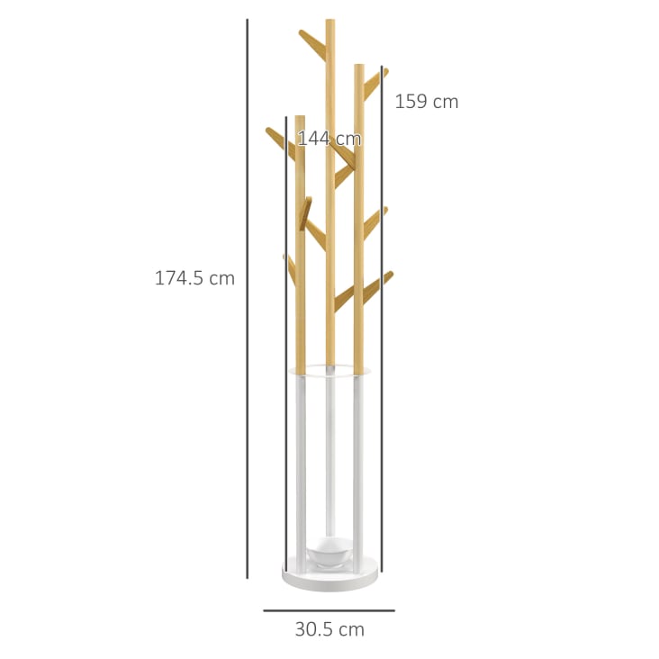 Attaccapanni a terra 12 ganci e portaombrelli 30.5x30.5x174.5cm Homcom ...