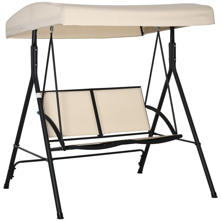 Dondolo a 2 posti da giardino tettuccio regolabile beige Outsunny ...