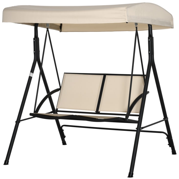 Dondolo a 2 posti da giardino tettuccio regolabile beige Outsunny ...