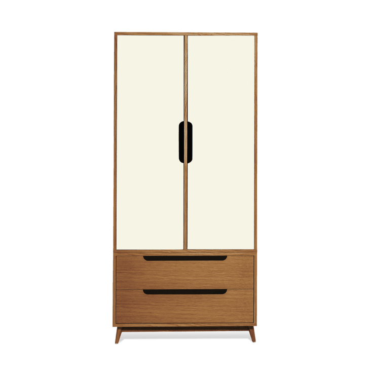 Armario ropero color roble miel y blanco arena 185x86x40 FOLK | Maisons ...